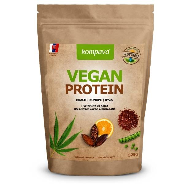 KOMPAVA VEGAN PROTEIN 100% rastlinný proteín ČOKOLÁDA-POMARANČ 525 g ...
